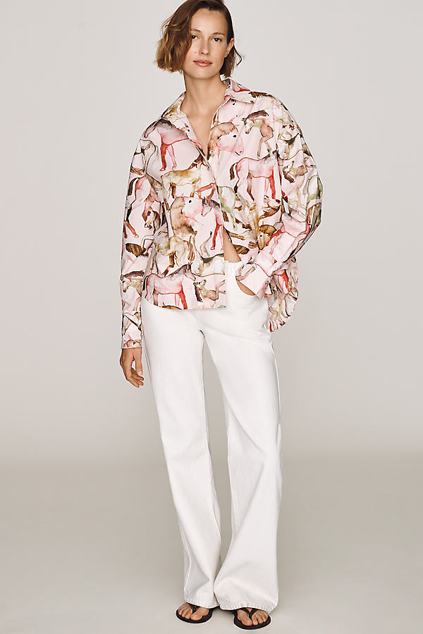 FARM RIO Farm Rio Equestrian Print Cotton Button-Down Shirt